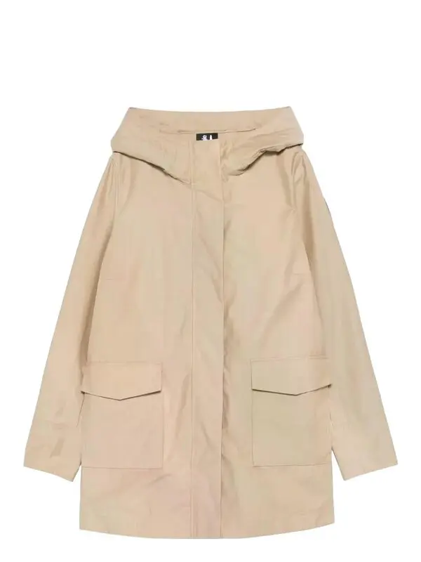 BOMBOOGIE Hooded Pocketed Jacket - Neutrals