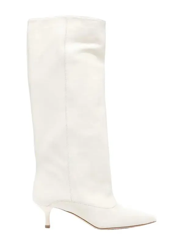 GISEL MOIRE Lory Pointed-toe Boots - White