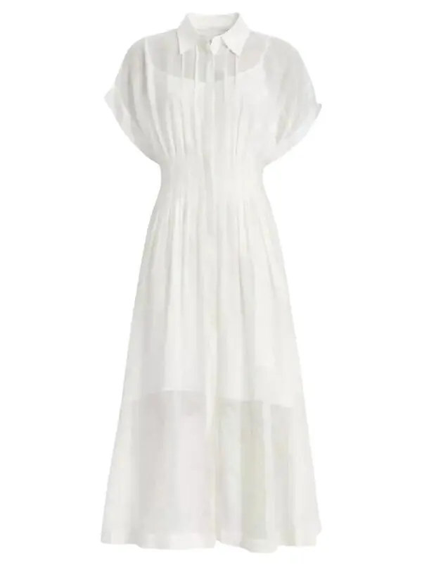 BOSS Pleated Shirt Midi Dress - White