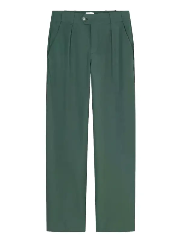 Closed Pleated Wide Leg Trousers - Green