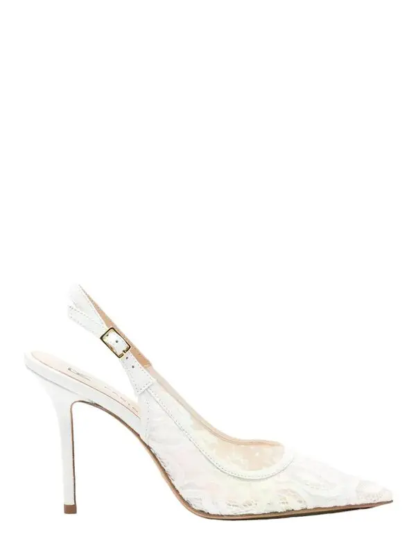 FABIO RUSCONI Lace Slingback Pumps - White