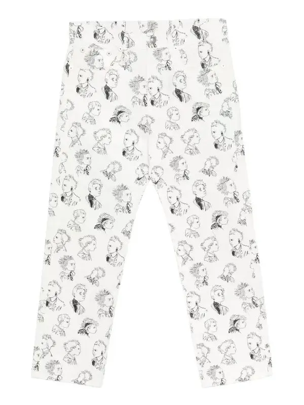 R13 Printed Straight Leg Jeans - White