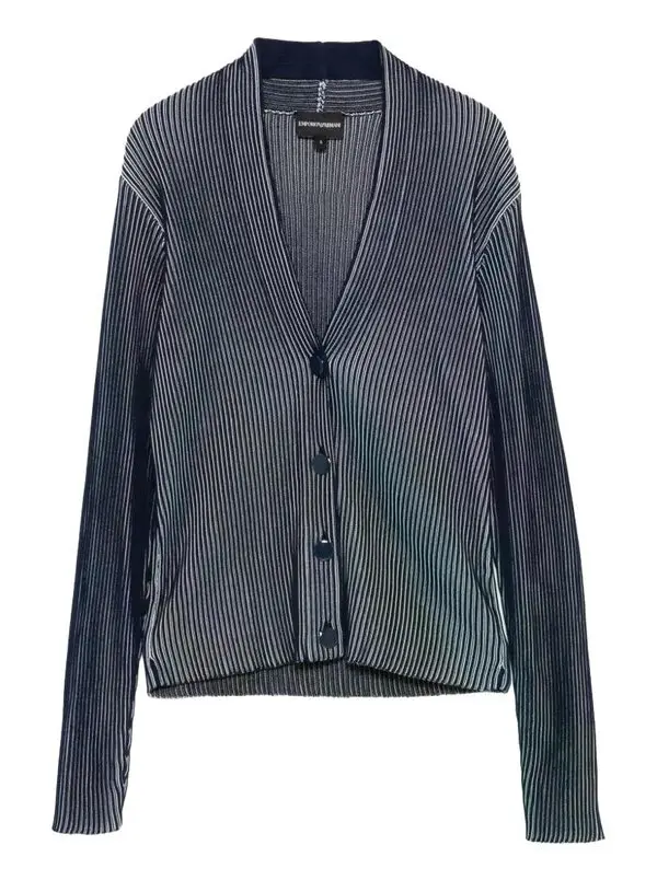 Emporio Armani Buttoned Striped Cardigan - Blue