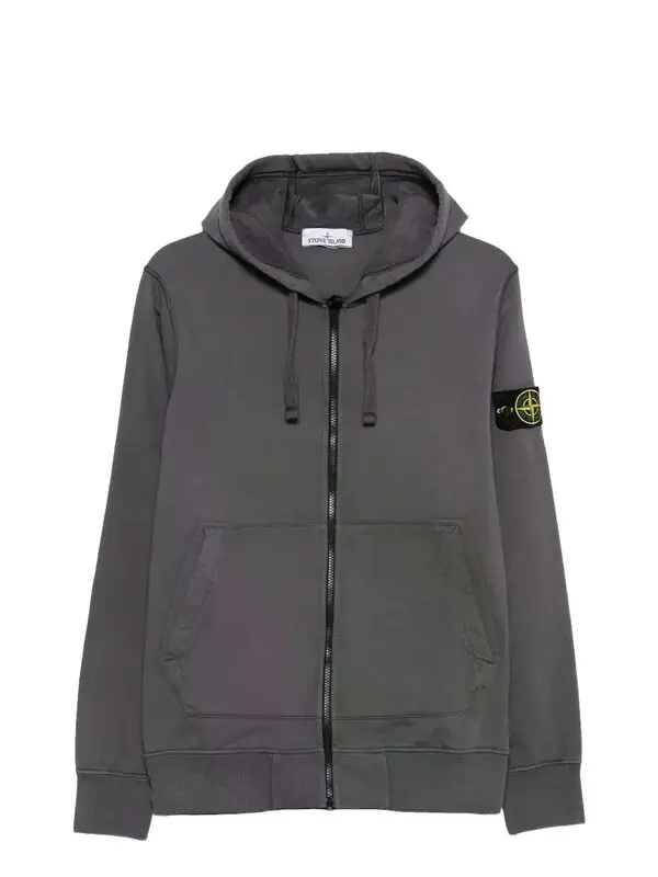 Stone Island Zip Hooded Sweatshirt - Grey