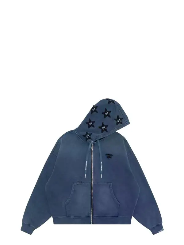 AAPE BY *A BATHING APE Star Appliqué Zip-up Hoodie - Blue