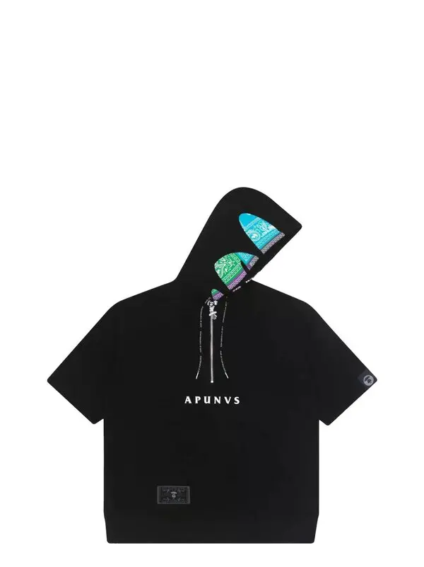 AAPE BY *A BATHING APE Half-zip Short-sleeved Hoodie - Black
