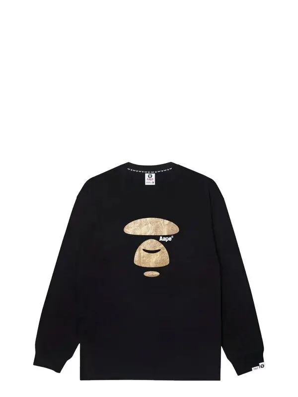 AAPE BY *A BATHING APE Moonface Glittered Long-sleeved Sweatshirt - Black