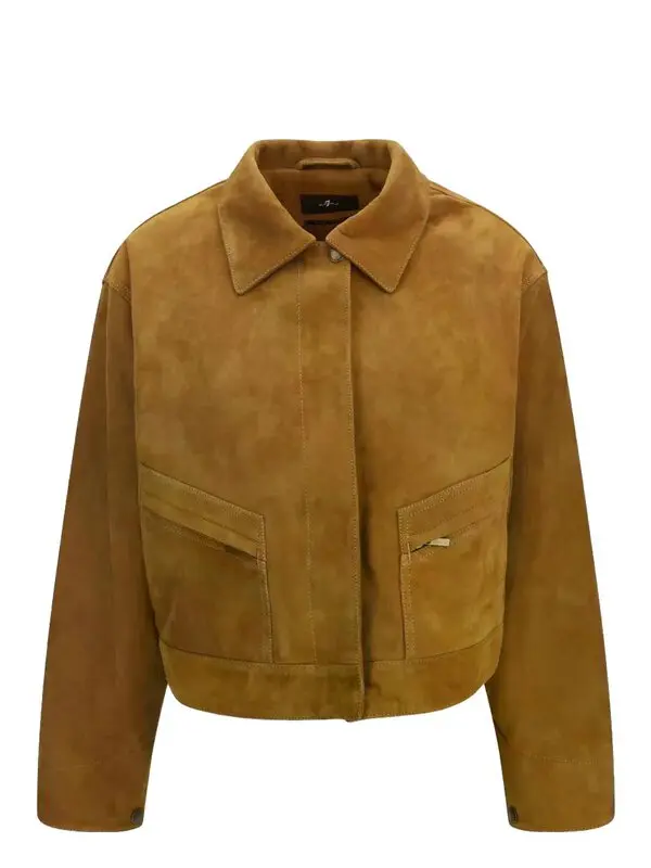 7 For All Mankind Utility Leather Jacket - Neutrals