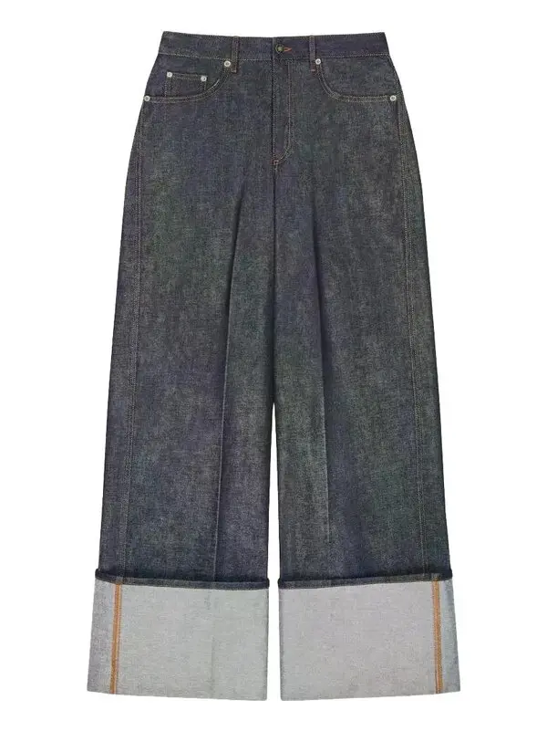 Givenchy Cuffed Wide-leg Jeans - Blue