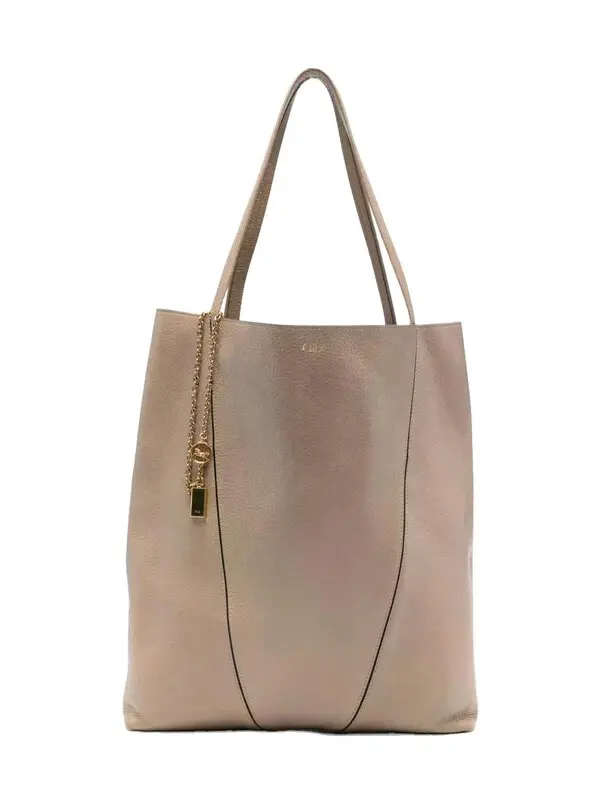 Chloé Large V-shaped Leather Tote Bag - Neutrals