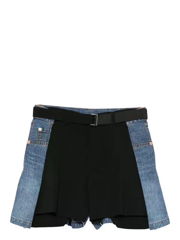 Sacai Denim-panel Shorts - Black
