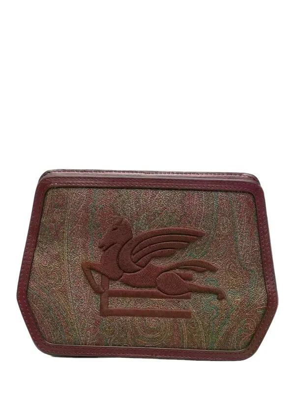 Etro Logo-embroidered Paisley-print Clutch - Red