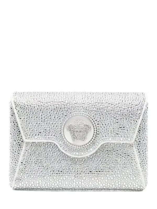 Versace La Medusa Crystal Envelope Clutch - Silver