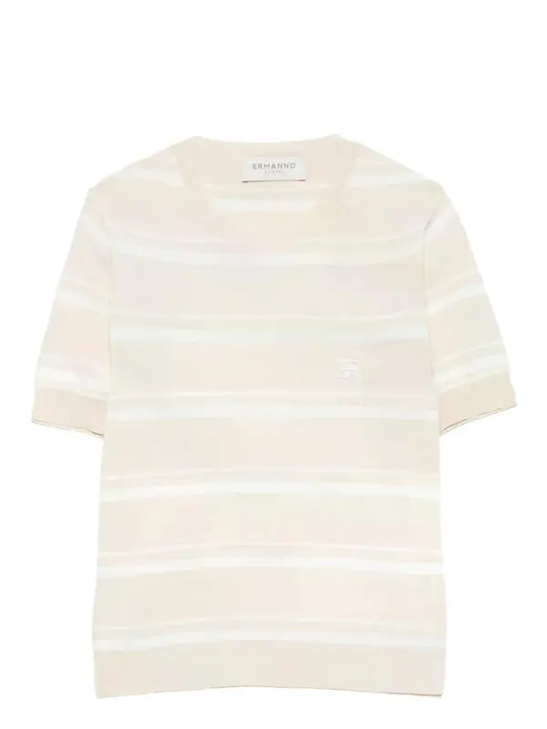 ERMANNO FIRENZE Striped Short-sleeve T-shirt - Neutrals