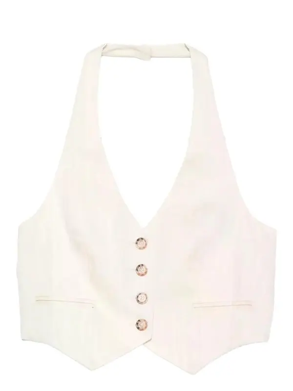 ERMANNO FIRENZE Button Halterneck Vest - Neutrals