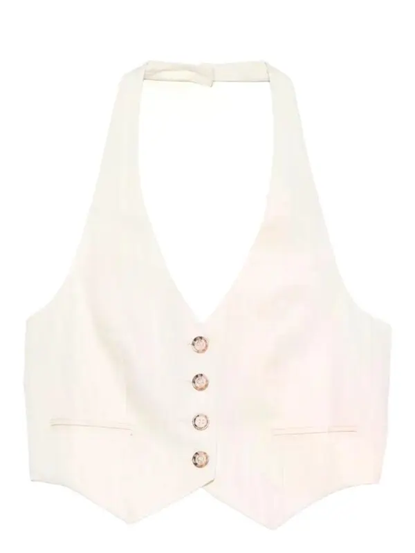 ERMANNO FIRENZE Button Halterneck Vest - Neutrals