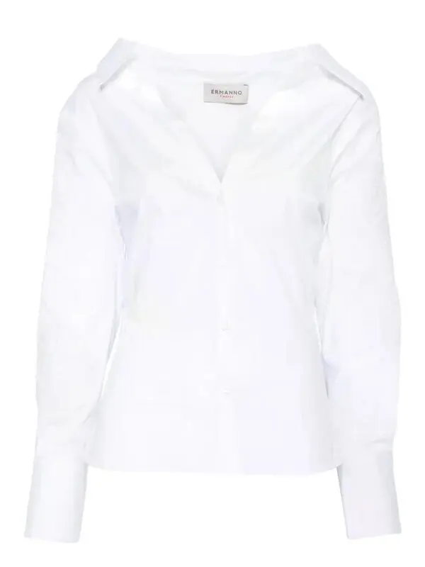 ERMANNO FIRENZE Embroidery Collared Shirt - White