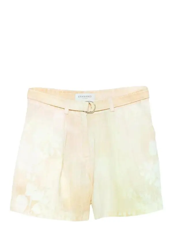 ERMANNO FIRENZE Floral Print Belted Shorts - Neutrals