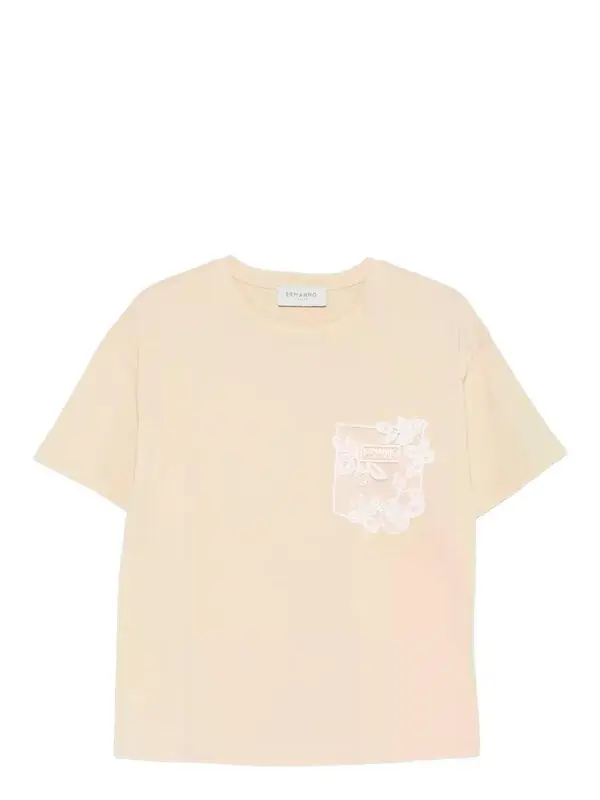 ERMANNO FIRENZE Floral-pocket T-shirt - Neutrals