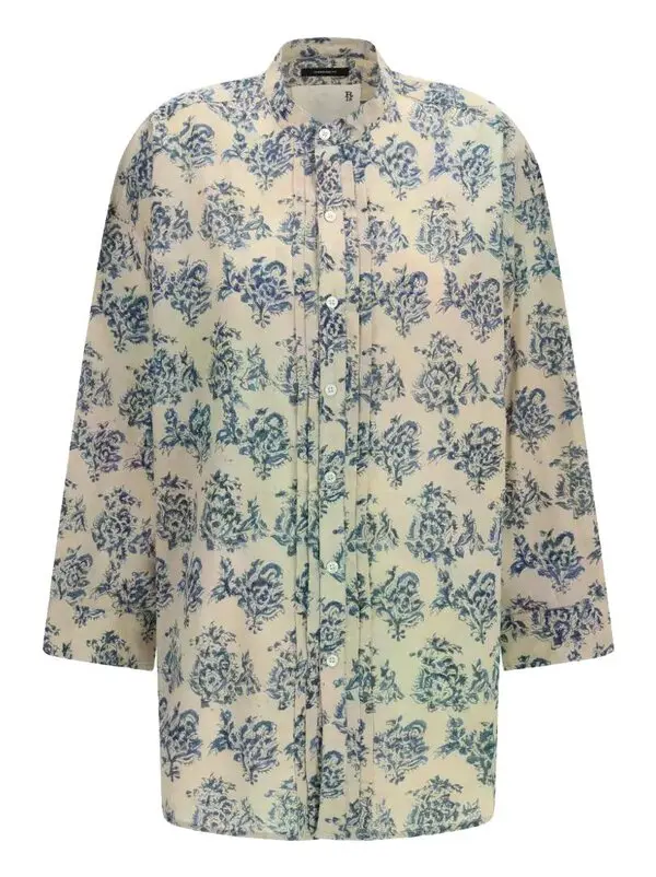 R13 Floral Print Pleated Shirt - Neutrals