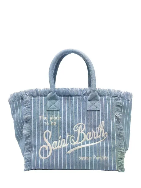 MC2 SAINT BARTH Embossed Fringe Tote Bag - Blue