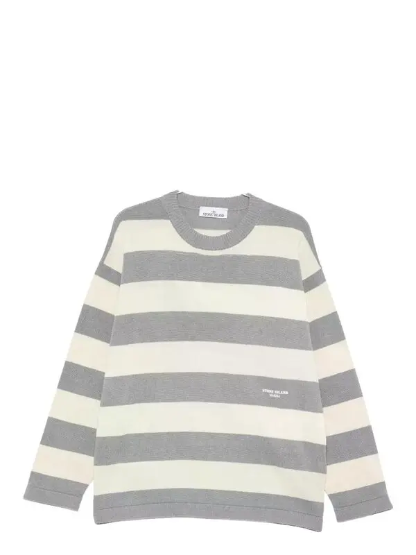 Stone Island Striped Logo Sweater - Grey