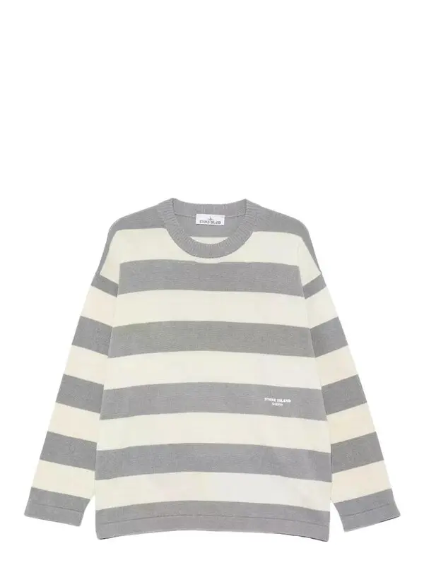 Stone Island Striped Logo Sweater - Grey