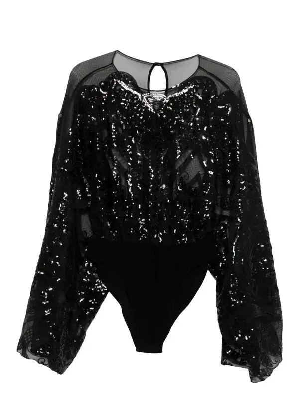 Norma Kamali Sequin-embellished Bodysuit - Black