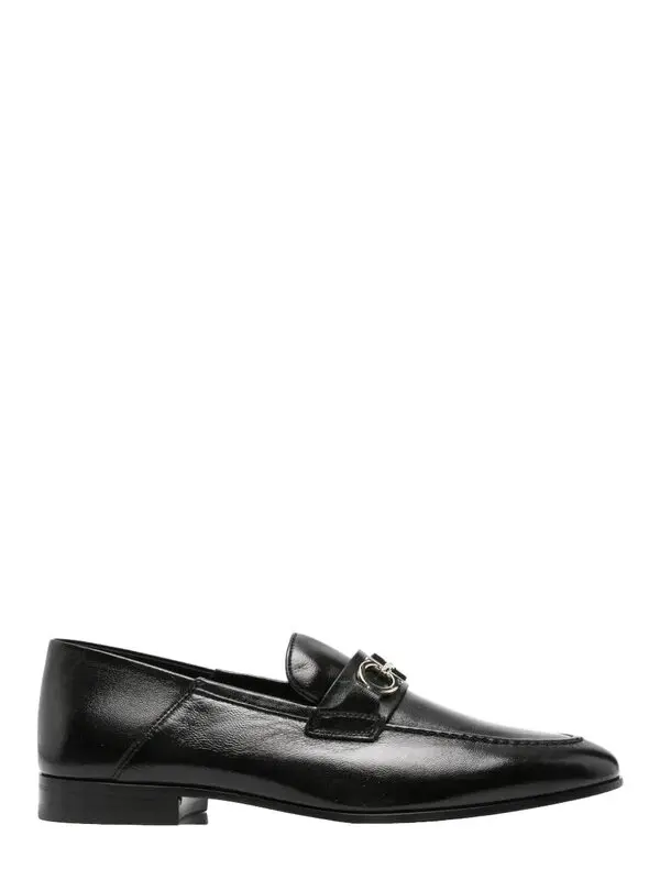 FERRAGAMO Gancini Leather Loafers - Black