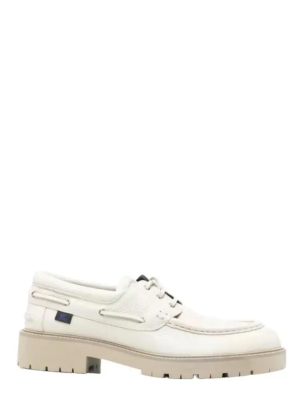 Burberry Lace-up Leather Boat Shoes - Neutrals