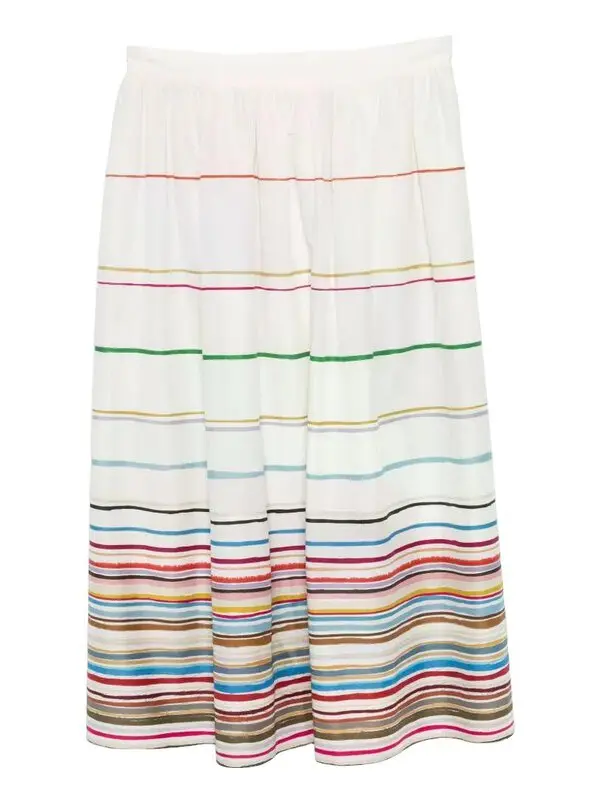 Paul Smith Striped Midi Skirt - White