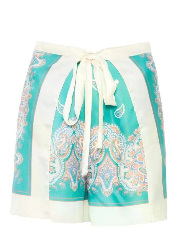 Pinko Paisley-print Side-tie Shorts - Blue