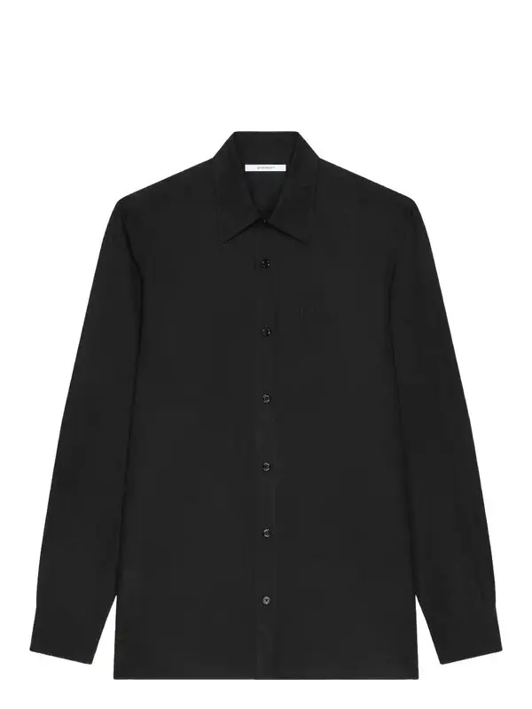 Givenchy Slim Fit Shirt In Poplin With Embroidery - Black
