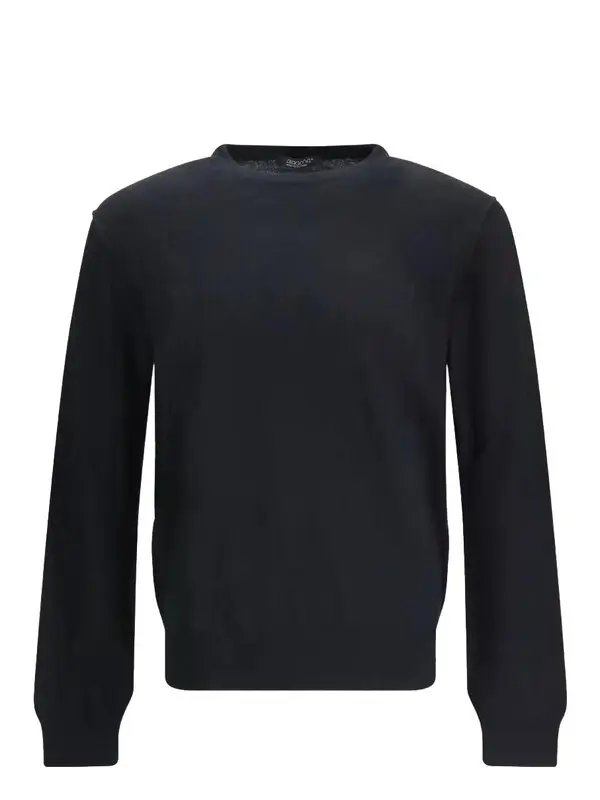 ARAGONA Crew-neck Wool Sweater - Black