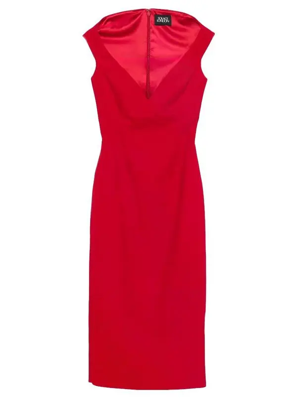 Solace London Monica V-neck Midi Dress - Red