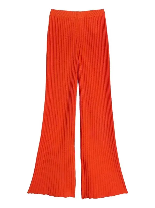 MARGHERITA MACCAPANI Wide Leg Ribbed Trousers - Orange