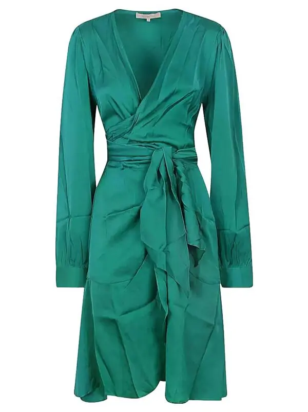 NOUVELLE SILK95FIVE Ananda Tie Belt Dress - Green
