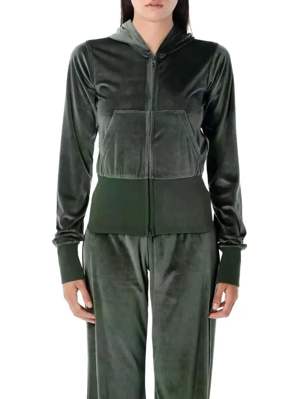 Balenciaga Bistretch Velvet Zip-up Hoodie - Green