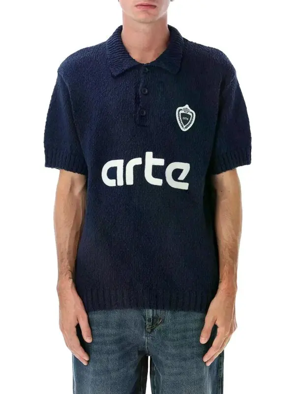 ARTE ANTWERP Embroidered-logo Polo Shirt - Blue