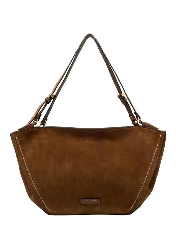 GIANNI CHIARINI Bloom Zip-top Suede Tote - Brown