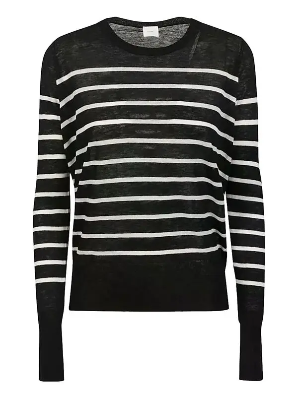 C.T.PLAGE Striped Round-neck Sweater - Black