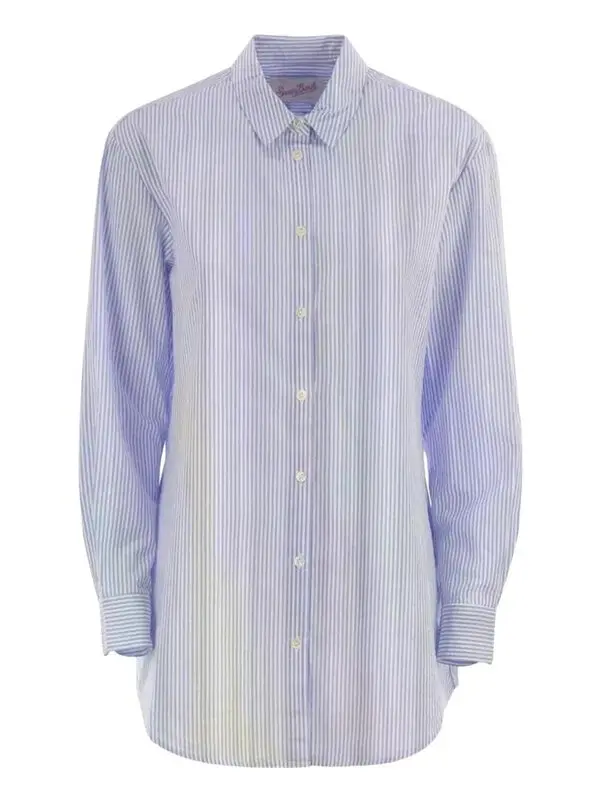 MC2 SAINT BARTH Brigitte Oversized Striped Shirt - Blue