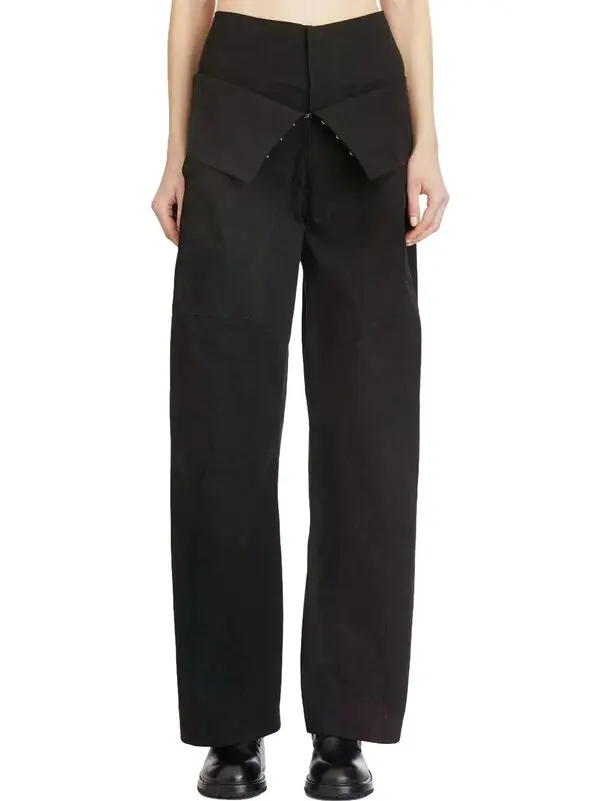 YEHUAFAN Straight Trousers - Black