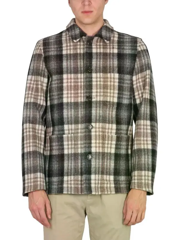 Aspesi Tadao Check-pattern Shirt Jacket - Black