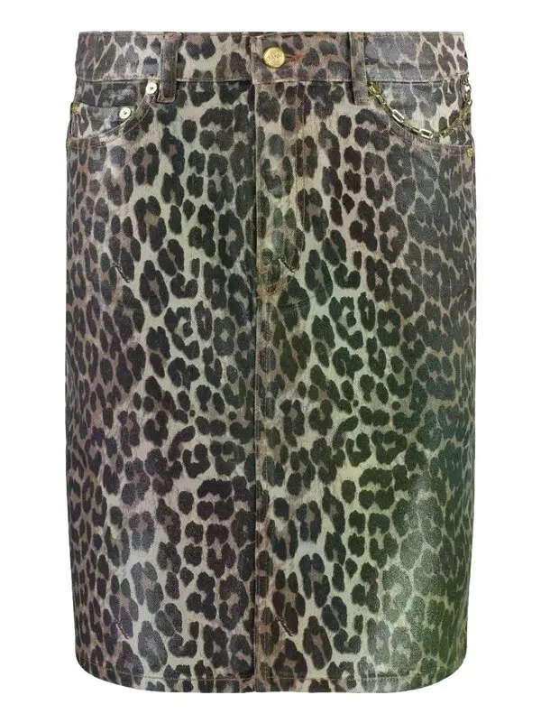 GANNI Animal Print Mini Skirt - Neutrals