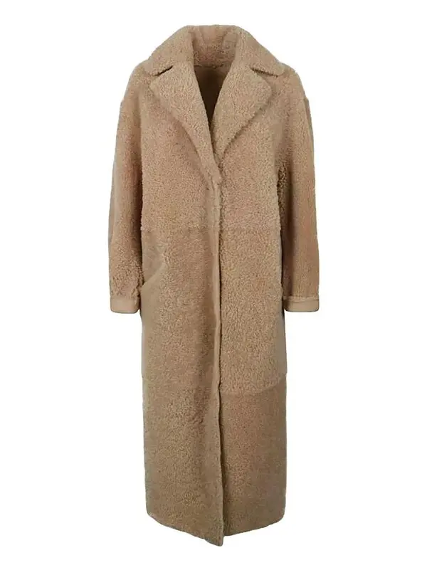 ENES Shearling Long Coat - Neutrals