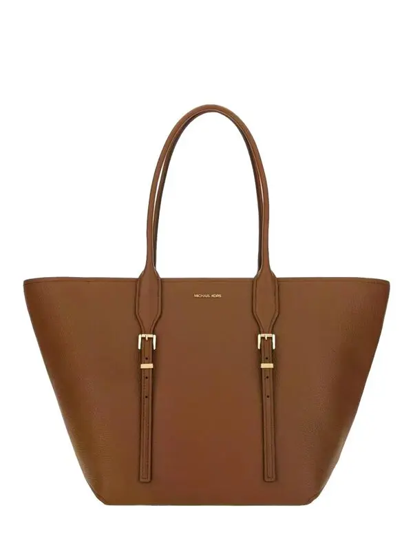 Michael Kors Moore Buckle Leather Shoulder Bag - Brown