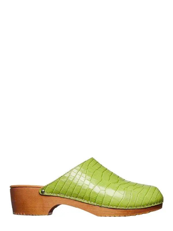 FIGURE DECORATIVE Crocodile Effect Mules - Green