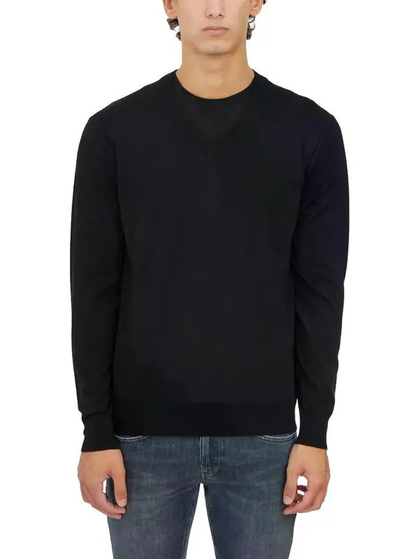 PAOLO PECORA V-neck Knitted Sweater - Black