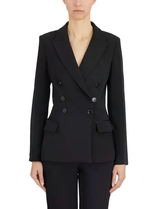 Elisabetta Franchi Double-breasted Satin Blazer - Black
